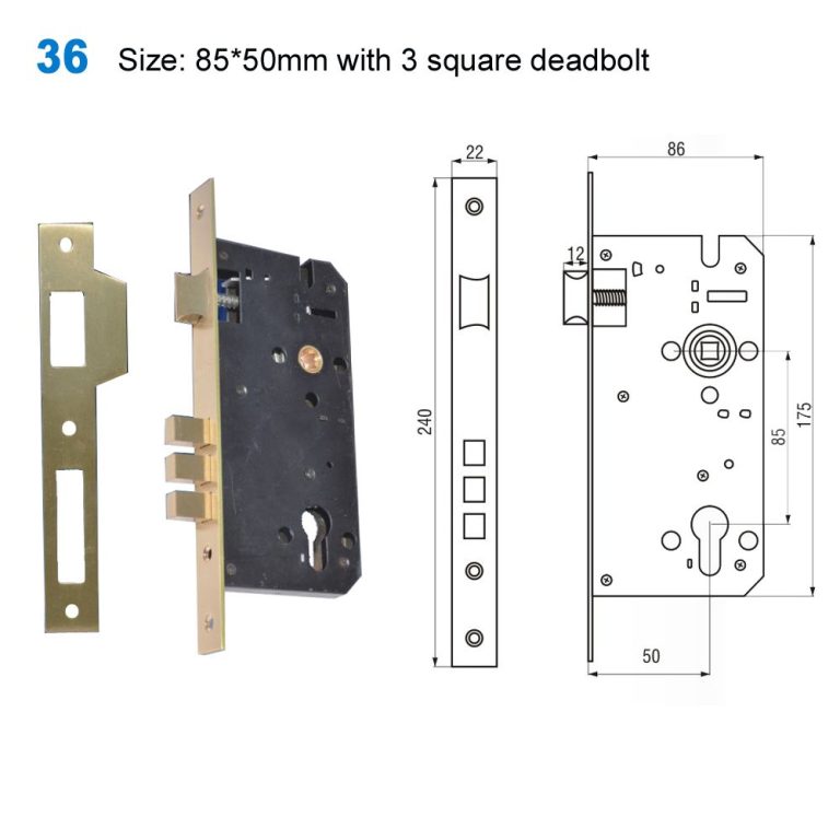 3 Deadbolt Mortise Lock 85X50mm With Cylinder And Insert Holes - China ...