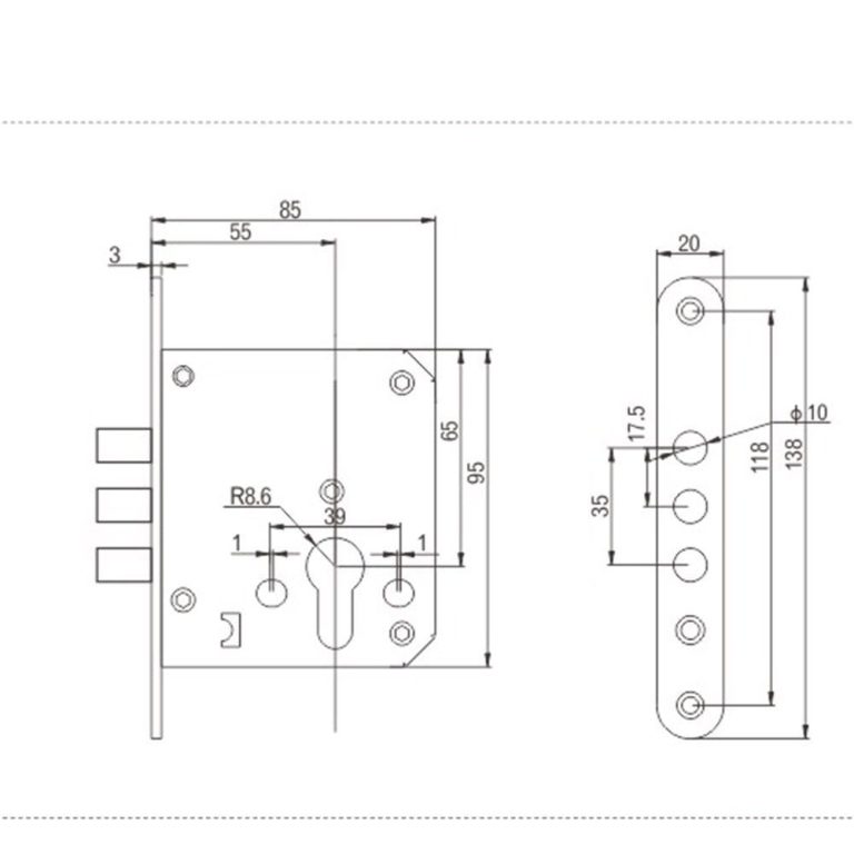 55mmeuropean Mortise Deadbolt Lock For Exterior Doors In The Middle ...