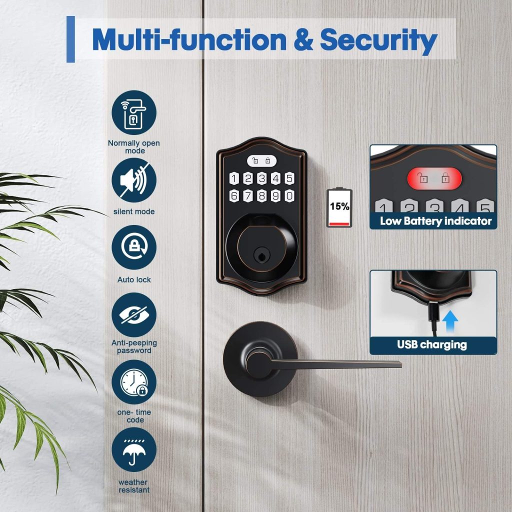 Locks China Smart Front Door Set-With 2 Lever Handles-Electronic Keypad ...