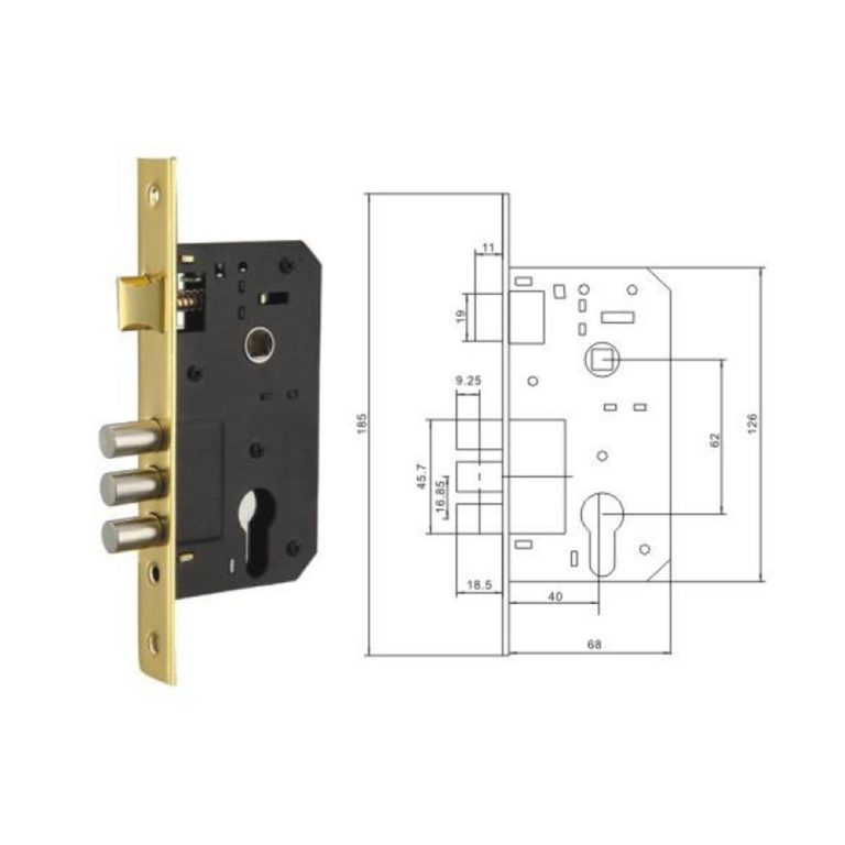 3 Deadbolt Mortise Lock With Cylinder Hole And Plate Handle 62X40mm For ...